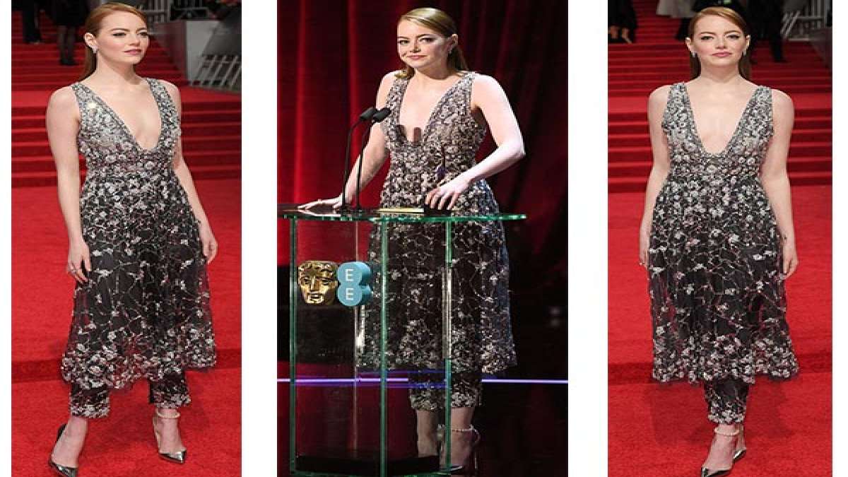A Classic Midi Dress For Emma Stone On BAFTAs Red Carpet - Boldsky.com