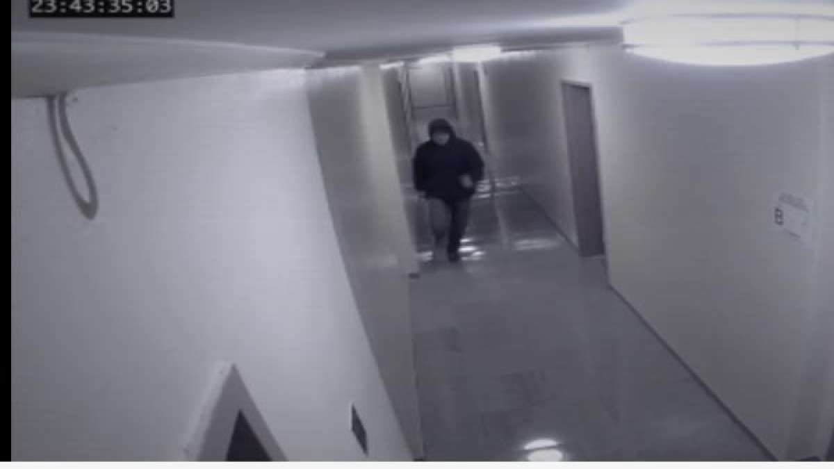 Security Camera Captures A Strange Figure Attacking A Man In A Hallway ...