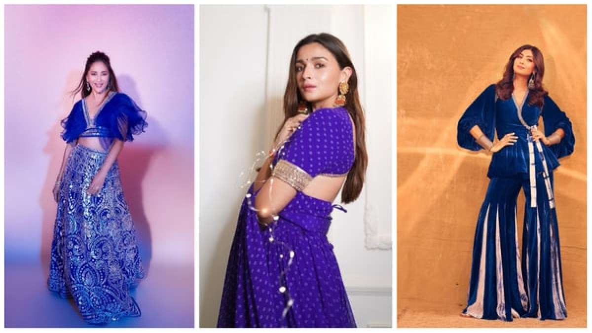 Navratri 2022 Day 3: Alia Bhatt To Madhuri Dixit, Royal Blue Navratri ...
