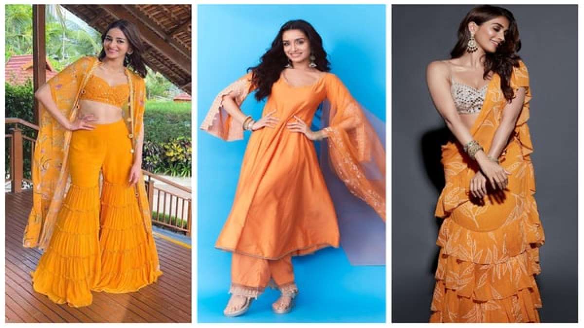 Navratri 2022 Day 7: Orange Navratri Outfit Ideas From Ananya Panday ...