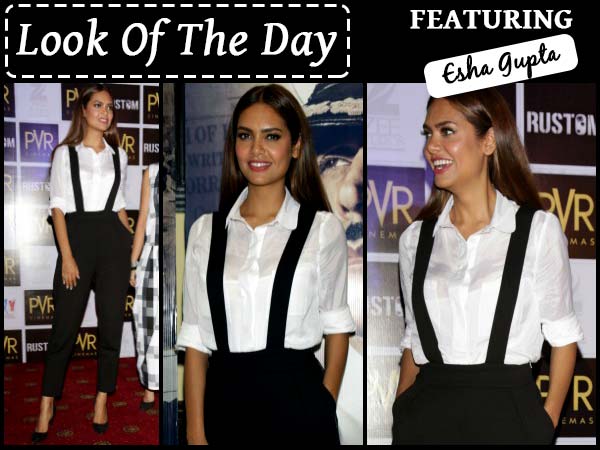 Look Of The Day: Esha Gupta Dressed To Kill For Rustom Promotions ...