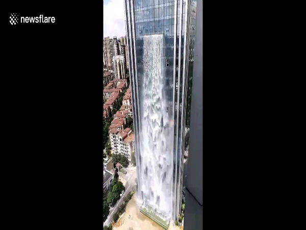 This Is The World's Highest Man-Made Waterfall On A Chinese Skyscraper ...