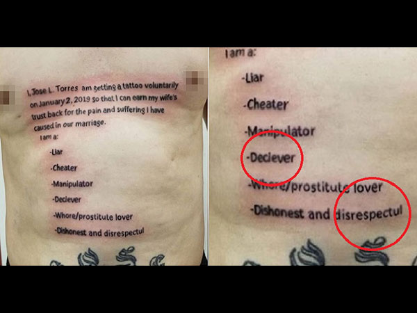 Cheating Husband Gets A Permanent Apology Tattoo Done On His Chest ...