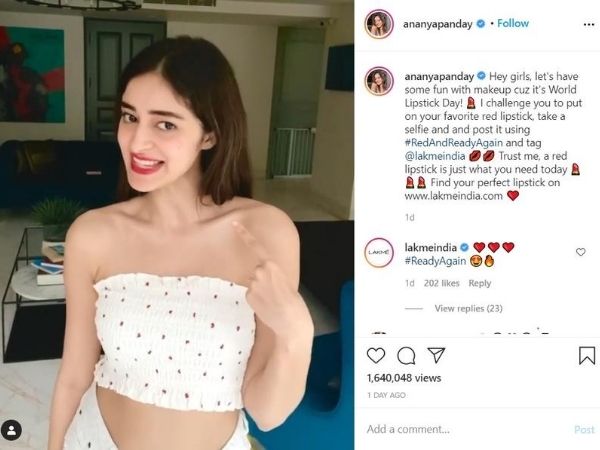 Ananya Panday Paints The Town Red With Instagram's Latest Challenge ...