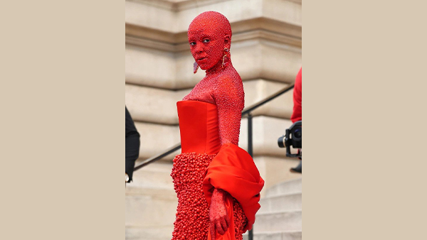 Doja Cat's Red Crystal Outfit At The Schiaparelli Fashion Show Equals ...