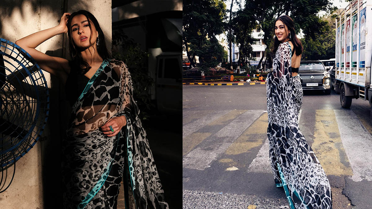 Sara Ali Khan Aces Summer Fashion In Animal Print Saree, Bookmark Her ...